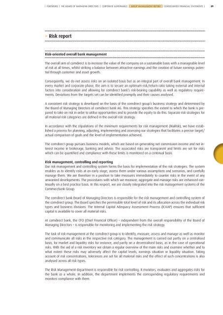 Risk report - comdirect bank AG