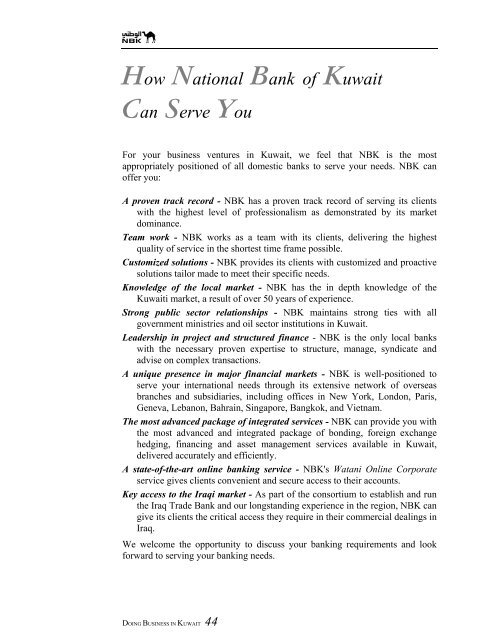 NBK Services - National Bank of Kuwait