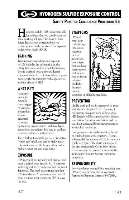 Hydrogen Sulfide Exposure Symptoms
