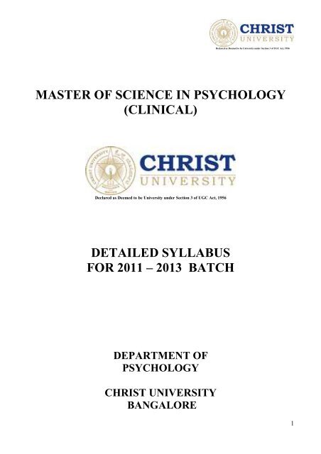 (clinical) detailed syllabus for 2011 â 2013 batch - Christ University