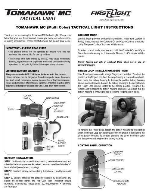 Tomahawk MC Users Manual - First-Light USA