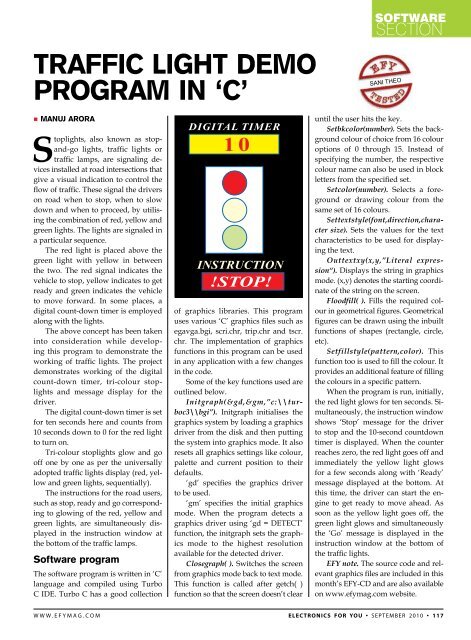 Traffic LighT DeMo PrograM in 'c'