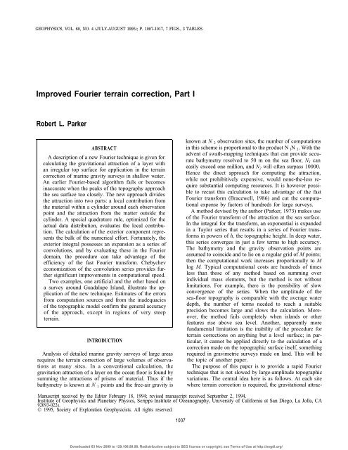 Improved Fourier Terrain Correction Part I Utep Geological Sciences