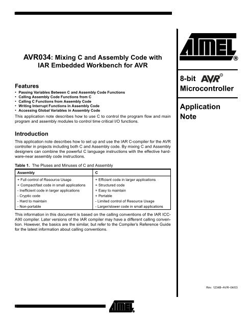 Mixing C and Assembly Code with IAR Embedded Workbench for AVR