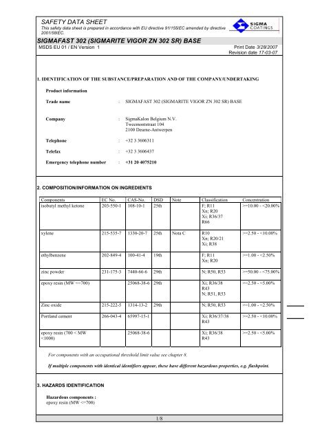sigmafast 302 base - SIGMA PAINTS