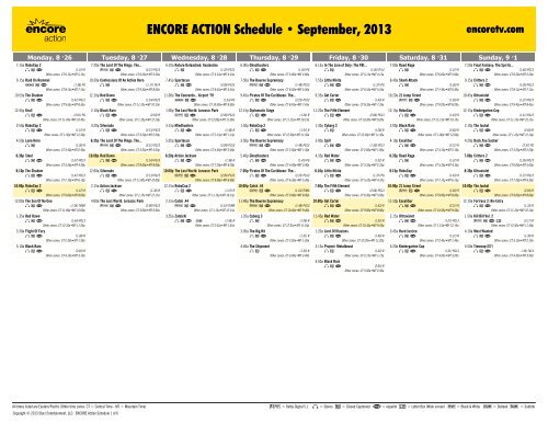 ENCORE ACTION Schedule - September, 2013 - Starz