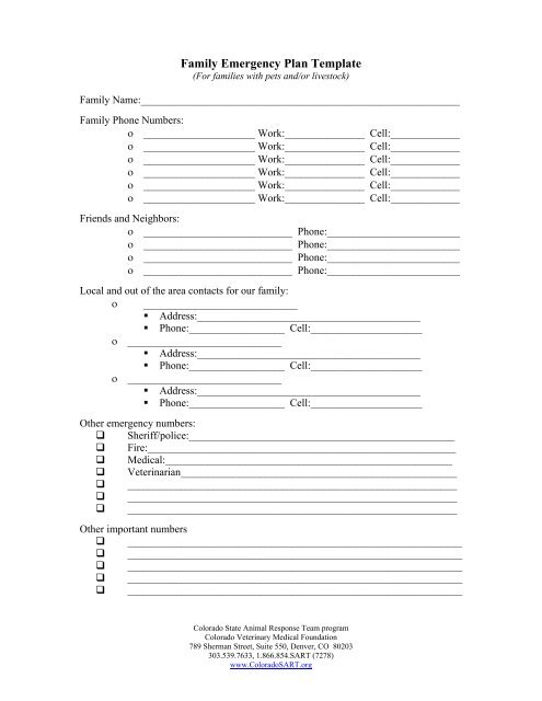 Sample Example Format Templates 19 Family Emergency Preparedness 