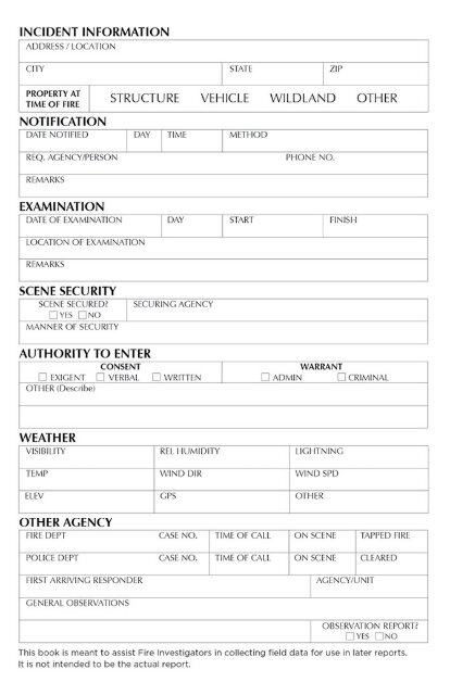 Fire Investigation Field Notes - Rite in the Rain