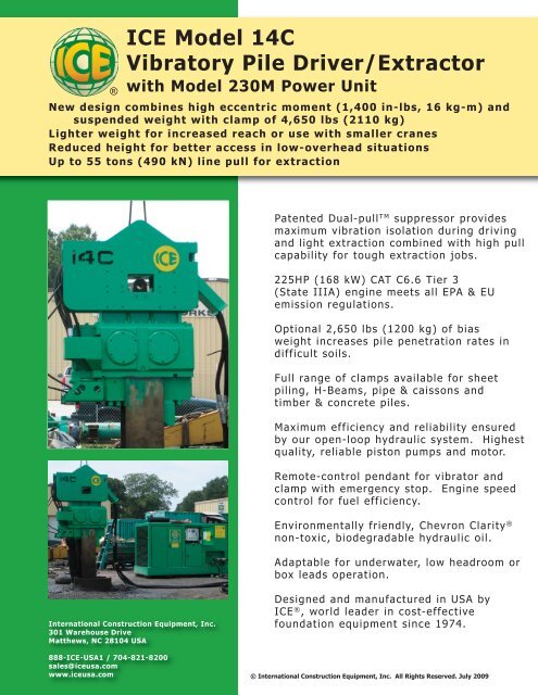 ICE Model 14C Vibratory Pile Driver/Extractor - ICEUSA