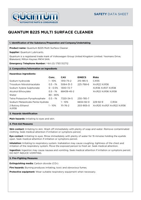 quantum B225 muLtI SuRFaCE CLEanER
