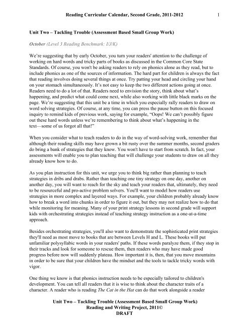 2nd Grade Reading Unit 02 Tackling Trouble - The Reading ...