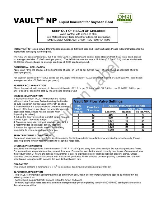 VAULT NP label - Becker Underwood