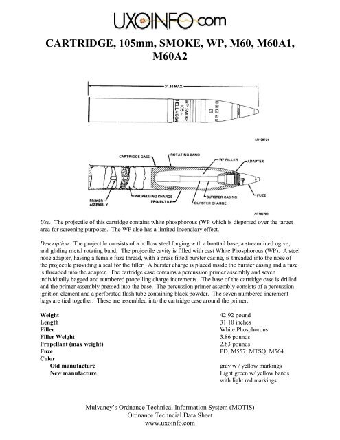 CARTRIDGE, 105mm, SMOKE, WP, M60, M60A1, M60A2