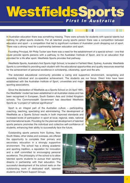 2007 Prospectus - Westfields Sports High School
