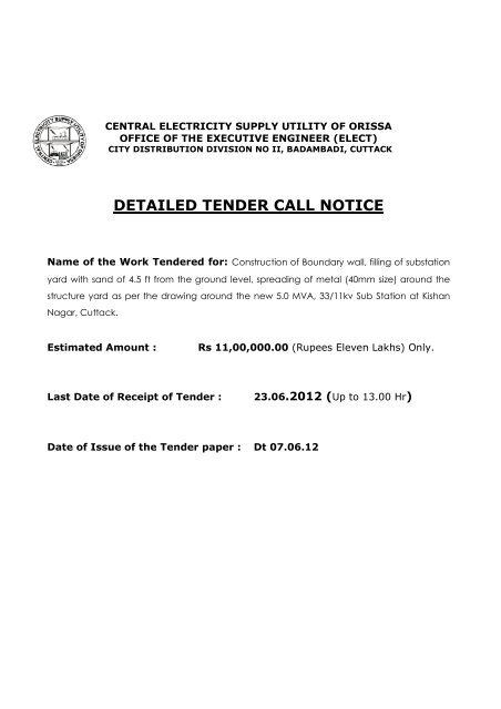 DETAILED TENDER CALL NOTICE - Cescoorissa.com