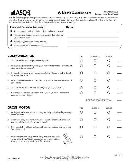 6 Month Well Pre-Visit Forms - Coastal Childrens Clinic