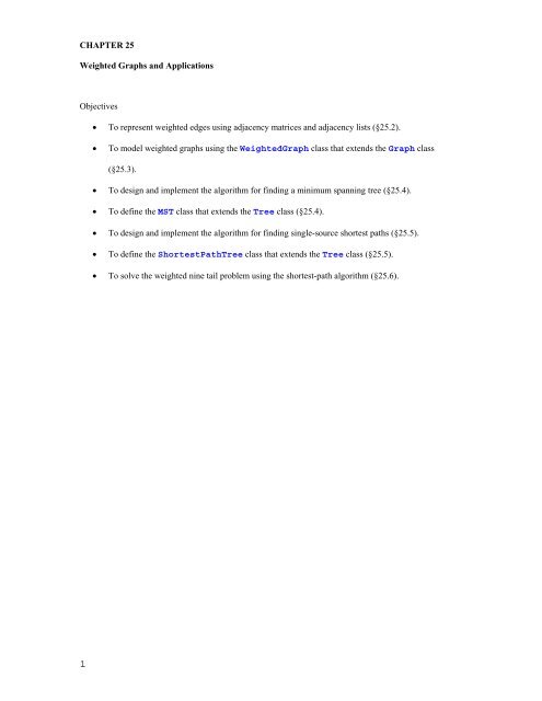 CHAPTER 25 Weighted Graphs and Applications Objectives â ¢ To ...