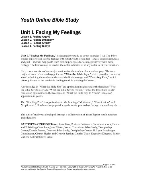 Youth Bible Study Lesson Plans