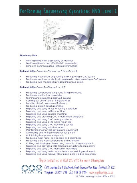 Performing Engineering Operations NVQ Level 2 - CQM Learning
