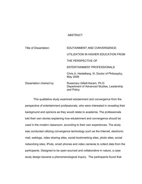 EDUTAINMENT AND CONVERGENCE - Center For Internet Research