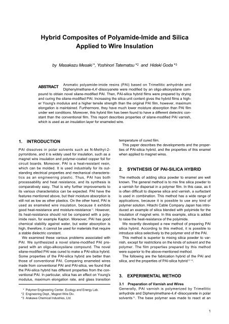 Hybrid Composites of Polyamide-Imide and Silica Applied to Wire ...
