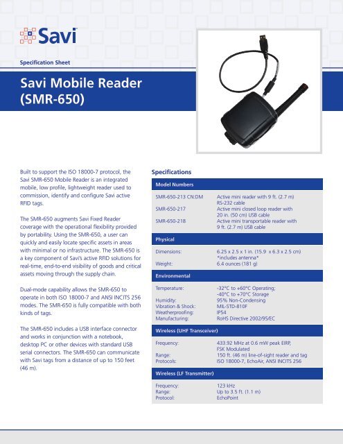 Savi Mobile Reader (SMR-650)