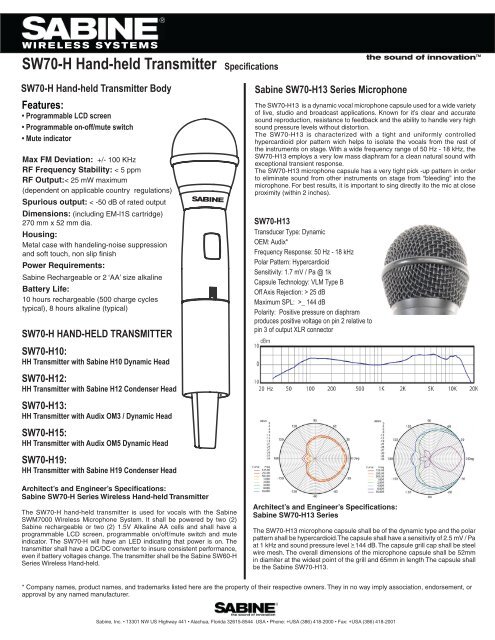 SW70-H Hand-held Transmitter
