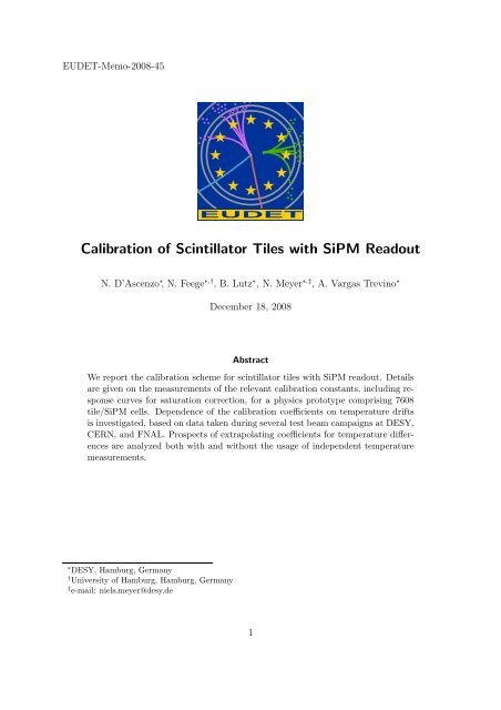 Calibration of Scintillator Tiles with SiPM Readout - eudet