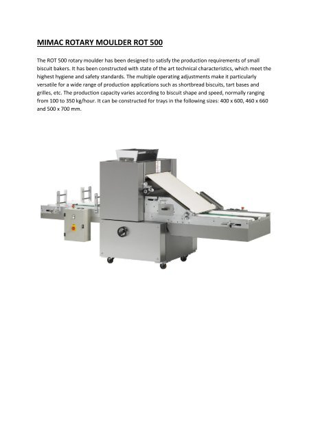 MIMAC ROTARY MOULDER ROT 500 - Backservice Gaux GmbH