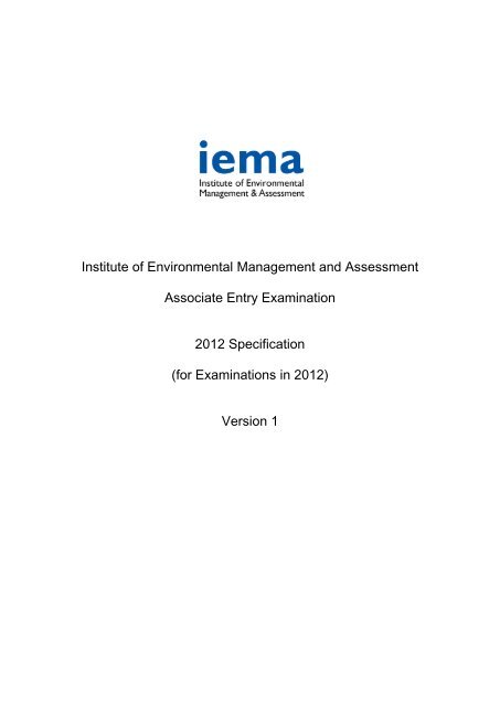 Associate Entry Exam Specification including Standard.pdf - IEMA