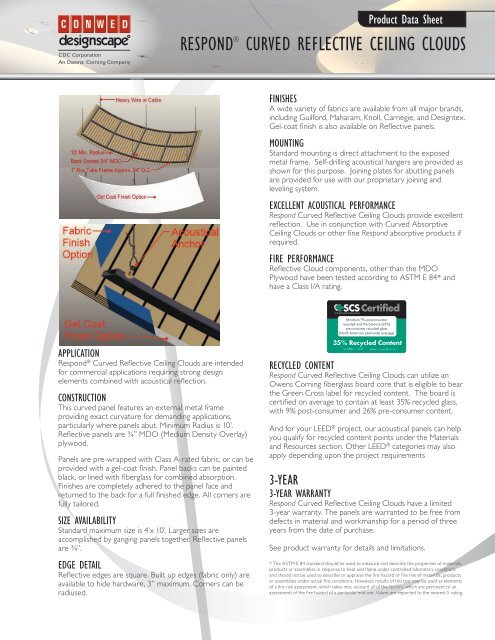 RESPONDÂ® CuRvED REflECtivE CEiliNg ClOuDS - Conwed ...