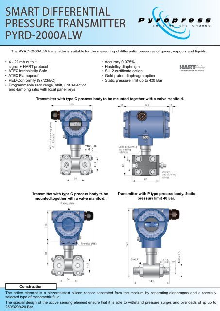 SMART DIFFERENTIAL PRESSURE TRANSMITTER PYRD-2000ALW
