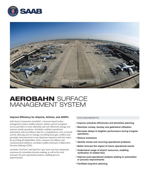 AEROBAHN SURFACE MANAGEMENT SYSTEM - Saab Sensis