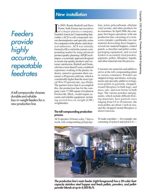 Acrison - Powder and Bulk Engineering Magazine