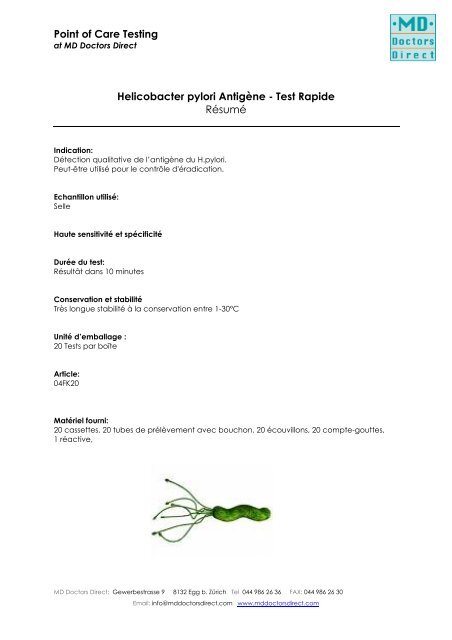 uréase helicobacter pylori