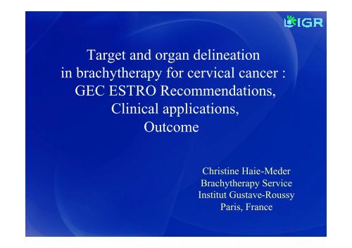 GEC-ESTRO recommendations - MAESTRO