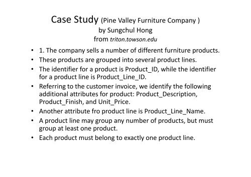 Case Study (Pine Valley Furniture Company ) by Sungchul Hong