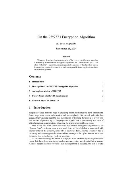 On The 2rot13 Encryption Algorithm
