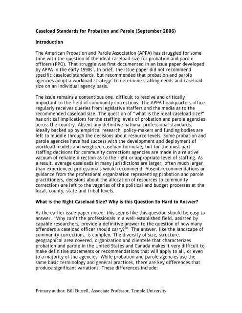 Caseload Standards for Probation and Parole - American Probation ...