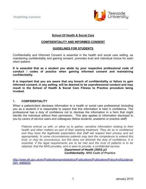 Confidentiality and Informed Consent - Practice Support Site