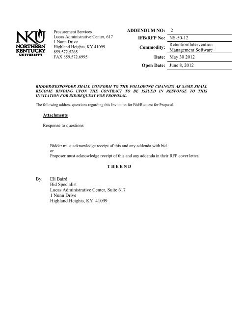 Addendum Form Number 2 - Procurement Services