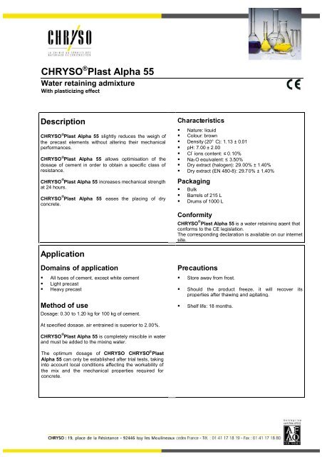 CHRYSOÂ®Plast Alpha 55 - Chryso.com