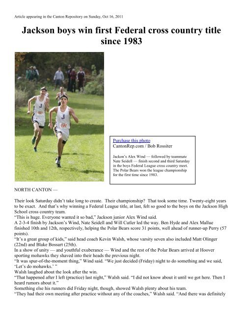 Jackson boys win first Federal cross country title since ... - Page Title