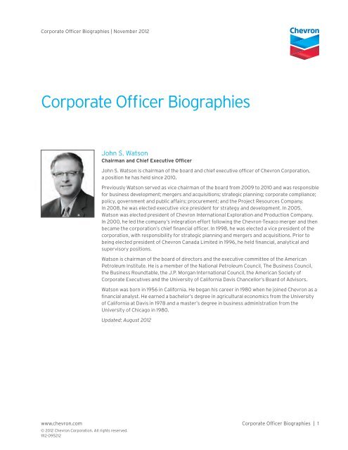 Chevron Corporate Officer Biographies