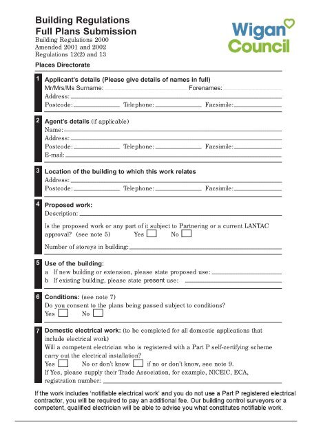 Building Regulations Full Plans Submission - Wigan Council