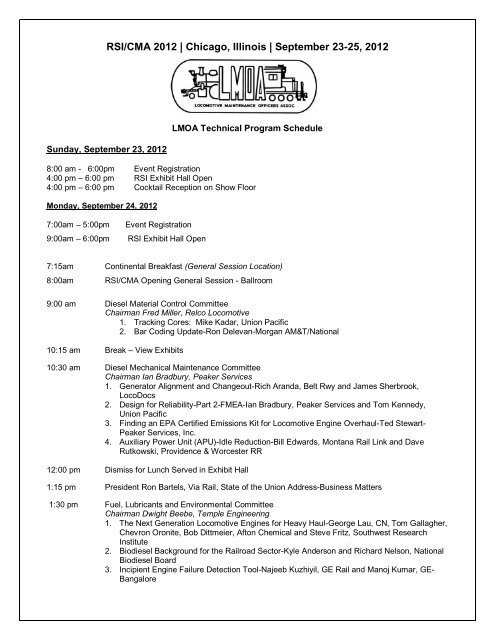 View LMOA Program Schedule - Railway Supply Institute