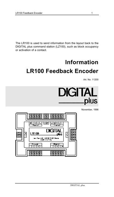 Information LR100 Feedback Encoder - Lenz USA