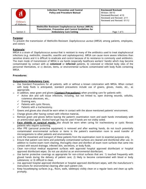 Infection Control Policy and Procedure Manual