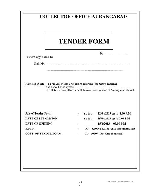 TENDER FORM