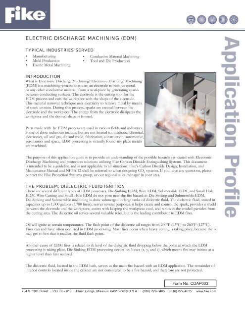 Electric Discharge Machining - Fire Protection Technologies